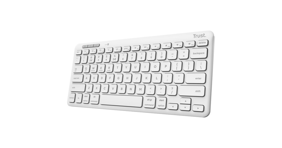 Trust Lyra Compact draadloos toetsenbord Wit, US lay-out, Scissor switches, 2,4 GHz USB ...