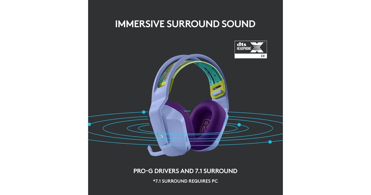 Logitech G G733 LIGHTSPEED Wireless RGB over-ear gaming headset Lila ...