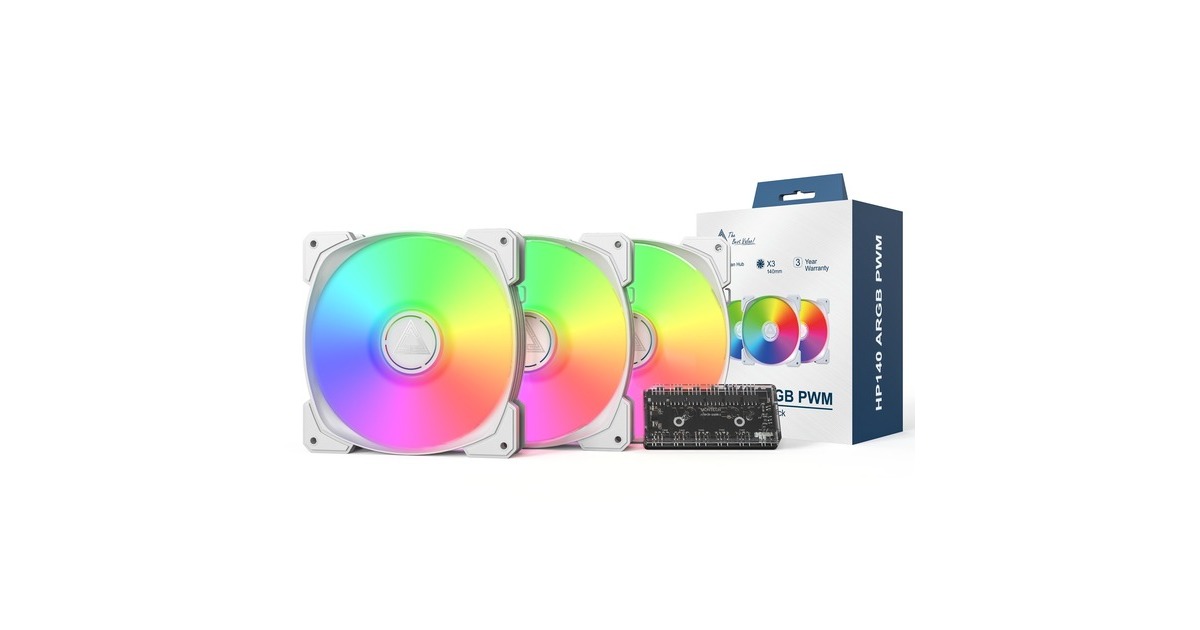 Montech HP140 ARGB PWM 3 in 1 Pack case fan Wit, 3 stuks, 4-pin PWM