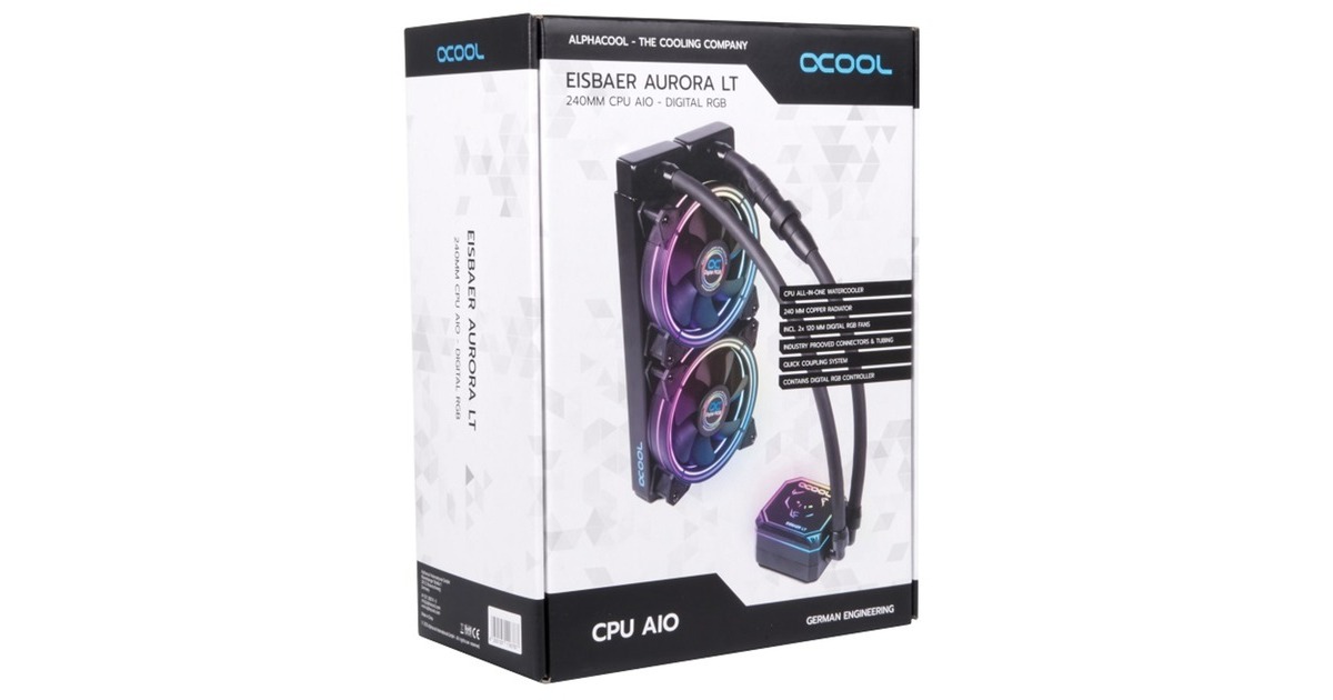 Alphacool Eisbaer Aurora LT240 CPU AIO Digital RGB waterkoeling Zwart